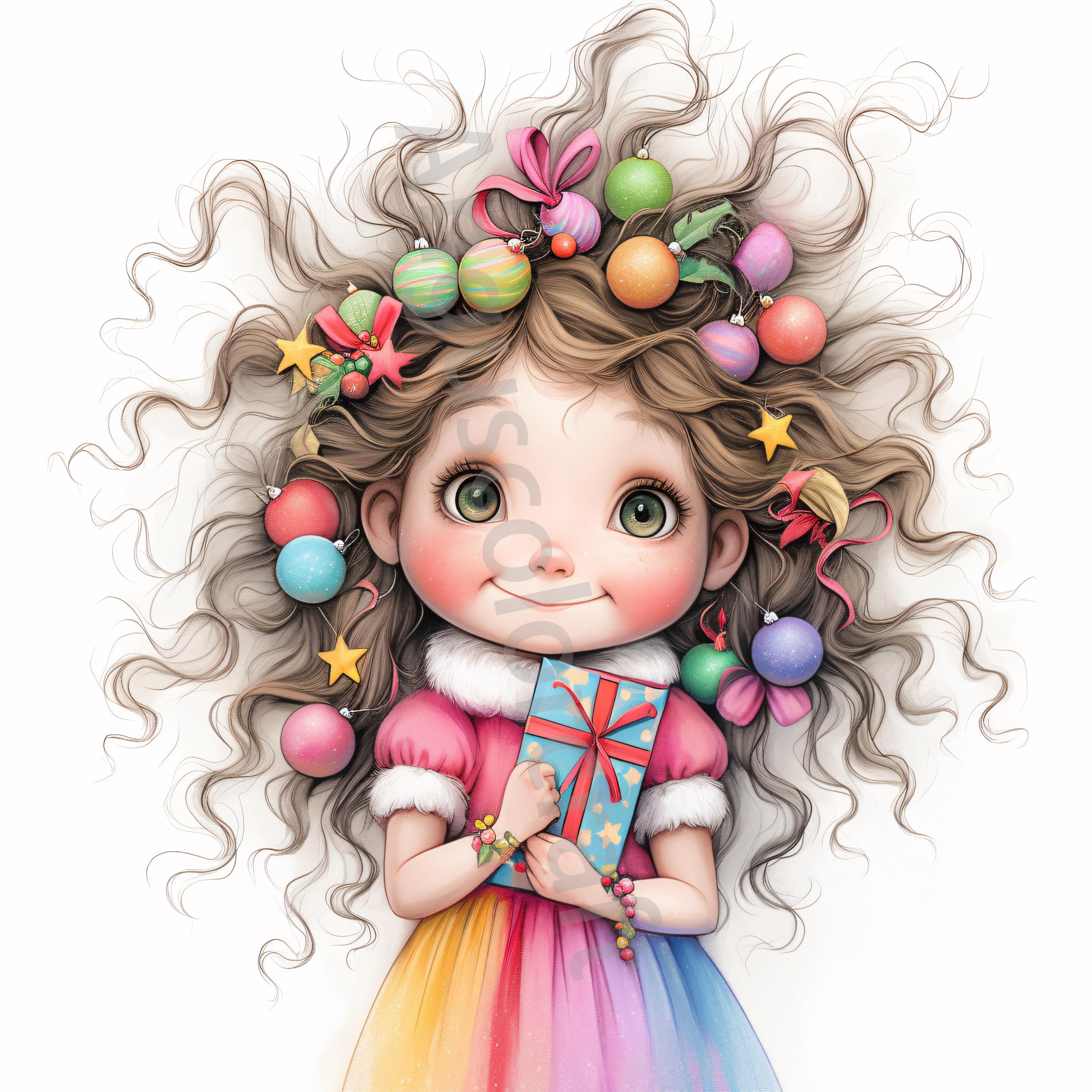 12 Quirky Christmas Surprise Clip Art, Watercolor Clipart JPG, Junk ...
