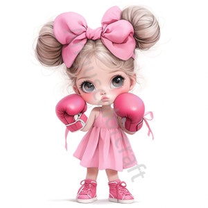13 Jpgs Quirky Boxing Girl Clipart, Commercial Use, Whimsical Ephemera ...