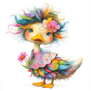 12 Quirky Duck Clip Art, Frazzled Duck, Watercolor Jpgs, Junk ...