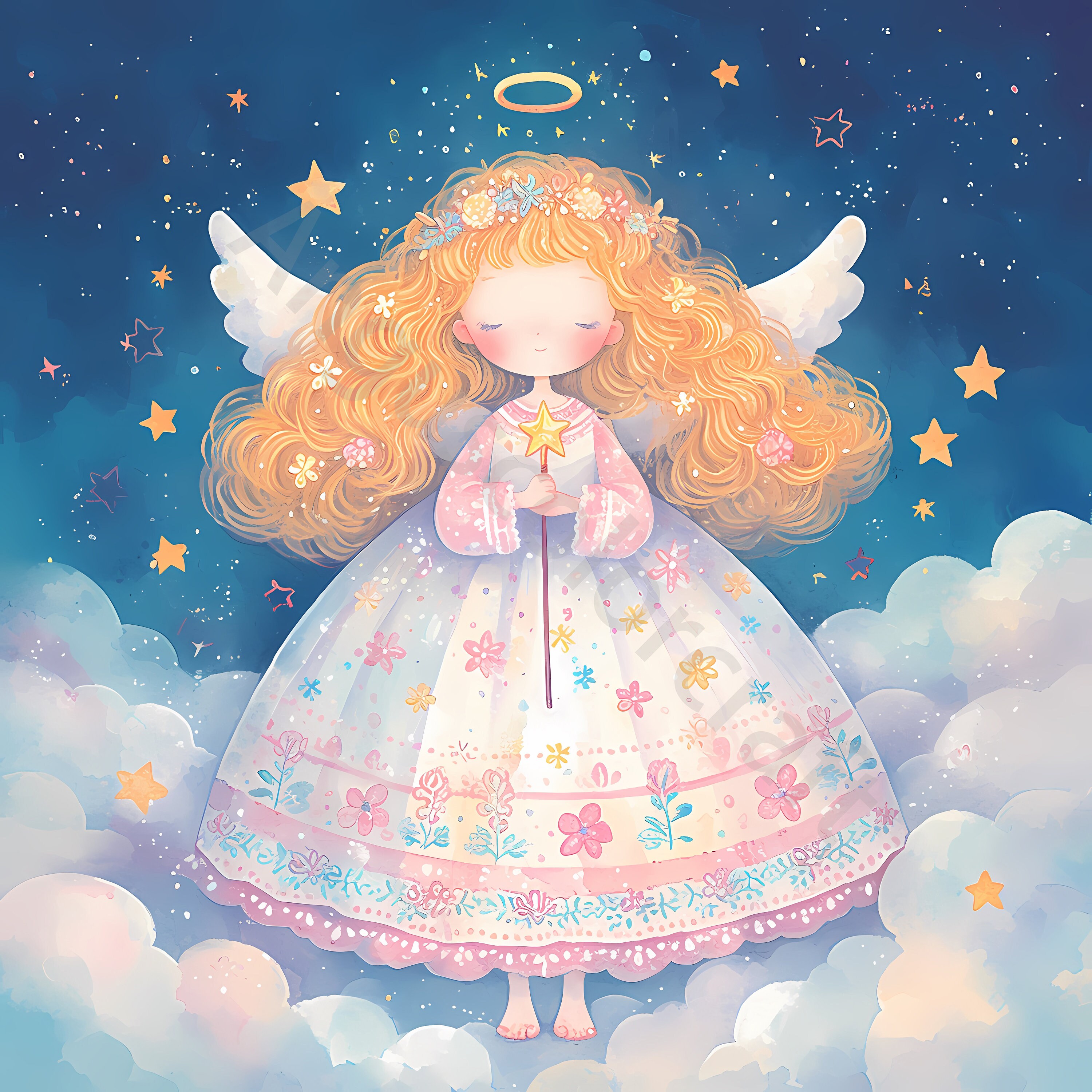 Whimsical Angel Clip Art 10 High Res Watercolor JPG for Junk Journaling ...