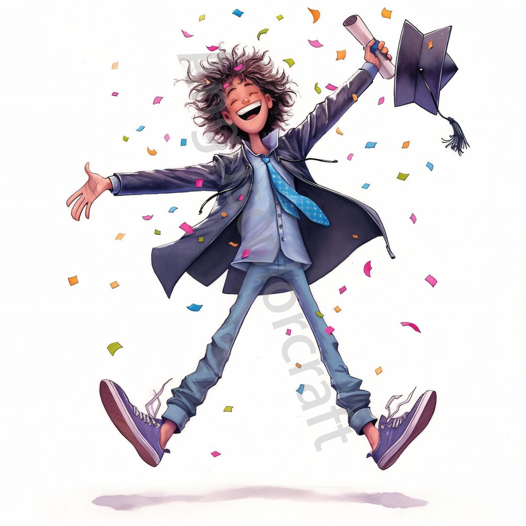 10 Boy Graduate Clip Art, Watercolor Clipart JPG, Junk Journal ...