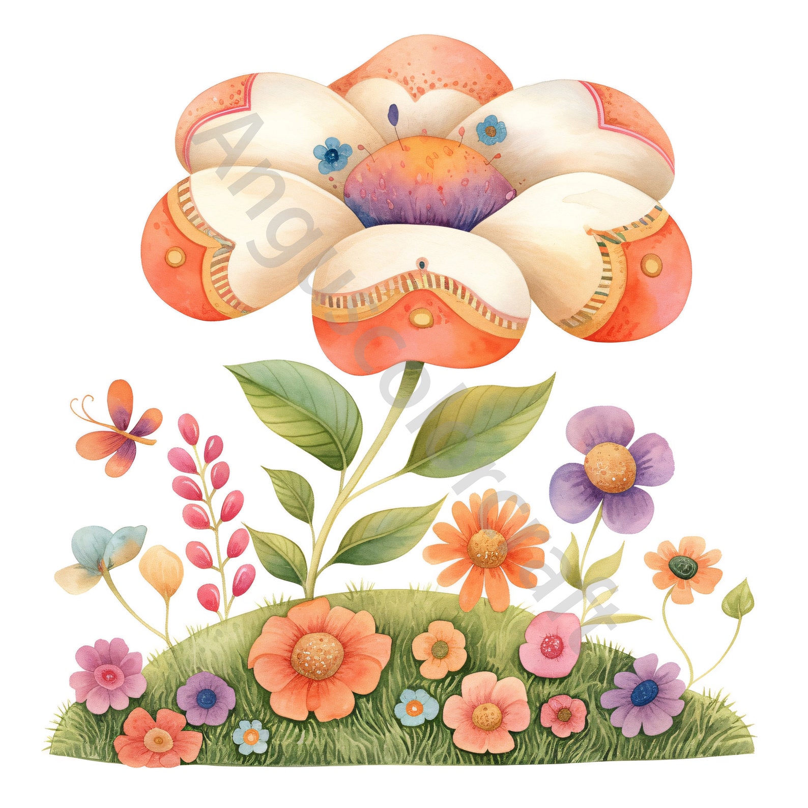 13 Quirky Flowers Clipart, Commercial Use, Whimsical Ephemera ...