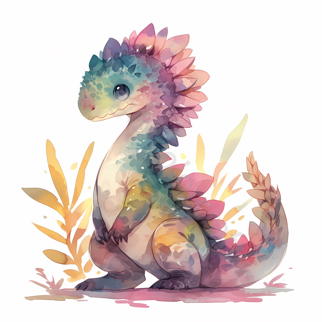 Baby Dinosaur Watercolor Clipart, Charming Baby Dinosaur Clipart Bundle ...