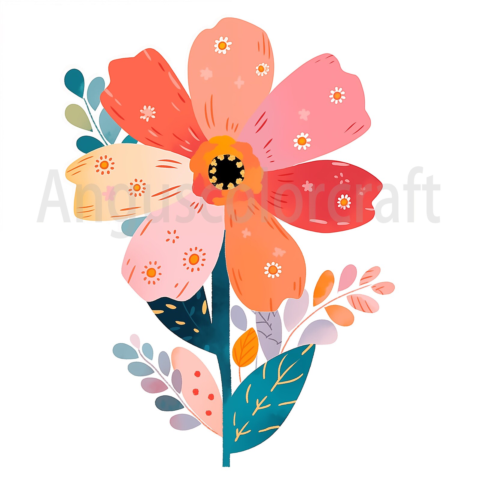 Quirky Flower Clipart-21 Jpgs- Digital Paper Craft, Journaling, Baby ...