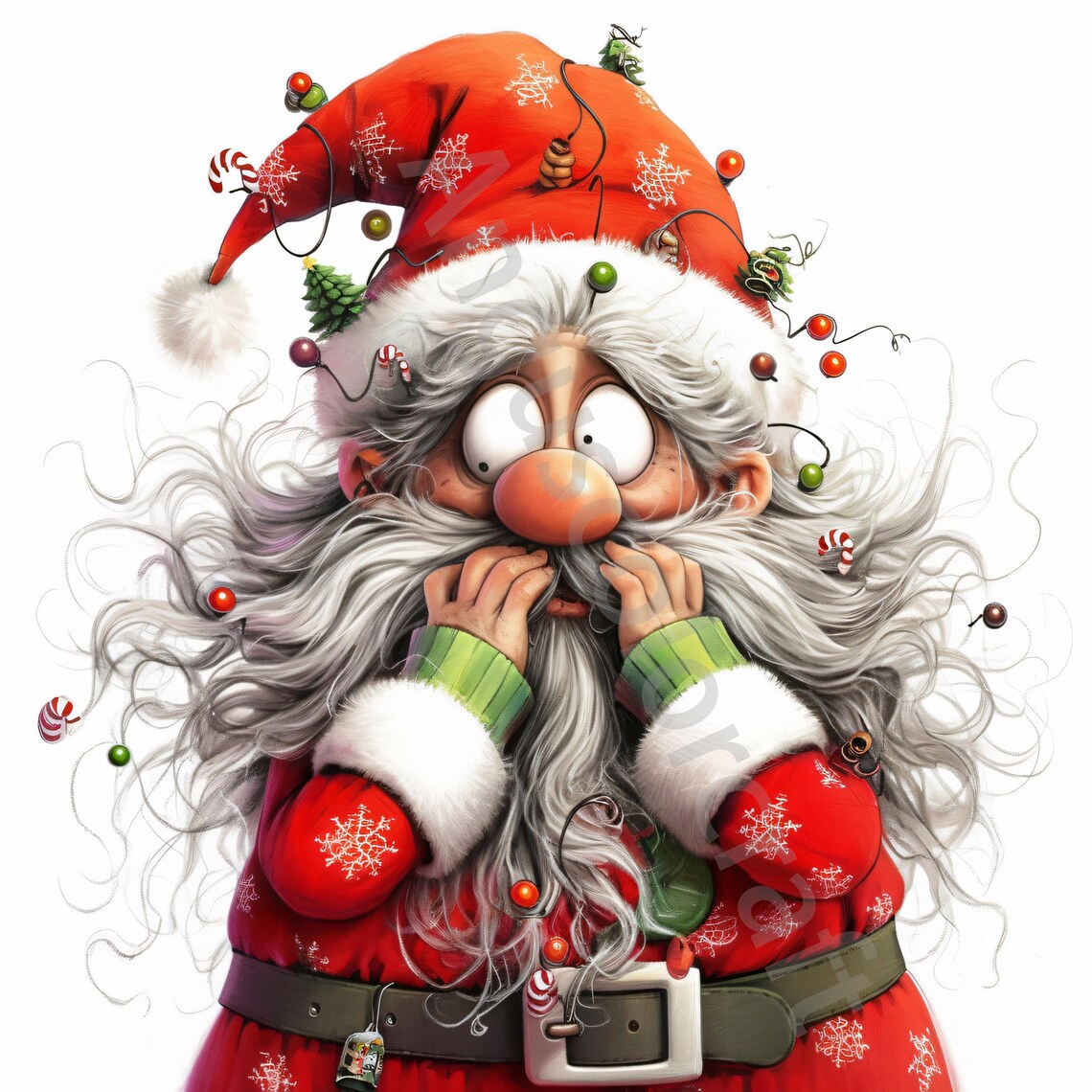 10 Quirky Busy Santa Clipart, Festive Santa, Commercial Use, Whimsical ...