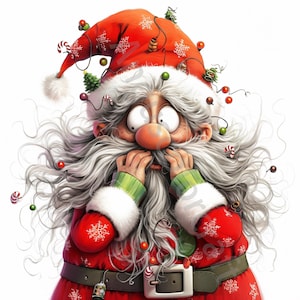 10 Quirky Busy Santa Clipart, Festive Santa, Commercial Use, Whimsical ...