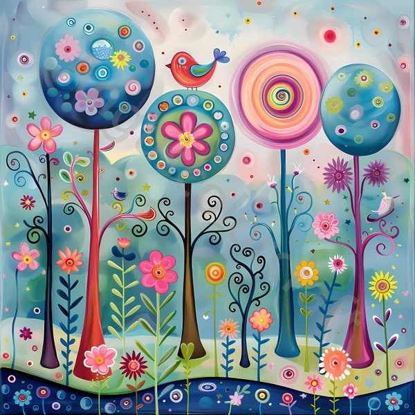 Whimsical Tree Art - Etsy