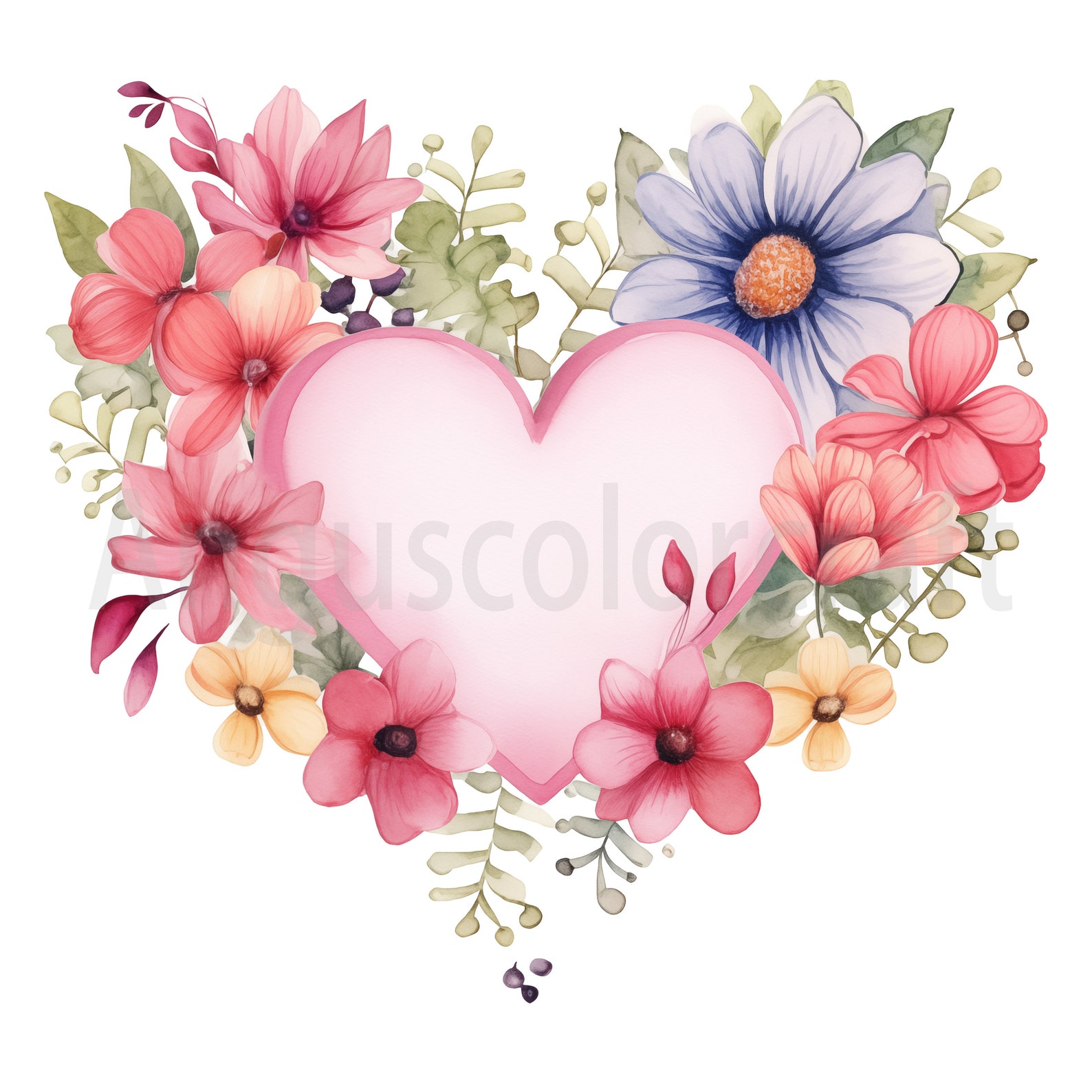 Hearts and Flowers Clipart, Valentine's Day Card, Love, 18 High Quality ...