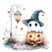 12 JPG Watercolor Halloween Ghost Clipart Bundle Cute Ghost Clipart ...