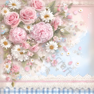 12 Pink Calico Paper Clip Art Bundle Watercolor Clipart JPG, Junk ...