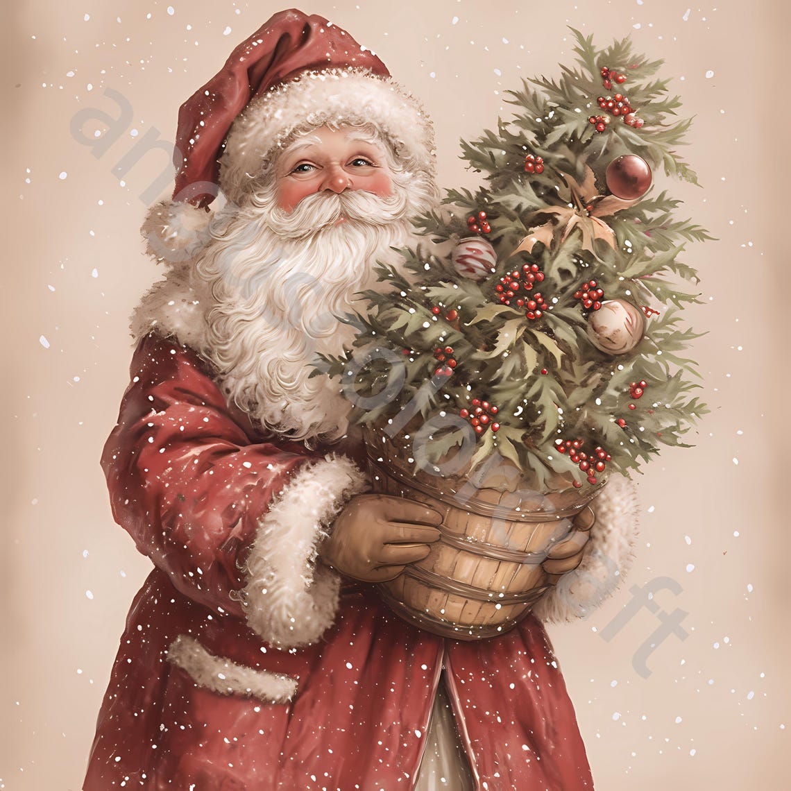 10 Vintage Santa Claus Clipart, Christmas Santa Clipart, Christmas Card ...