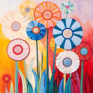 Whimsical Colorful Flower Clipart, 10 JPG Watercolor Wildflower Clip ...