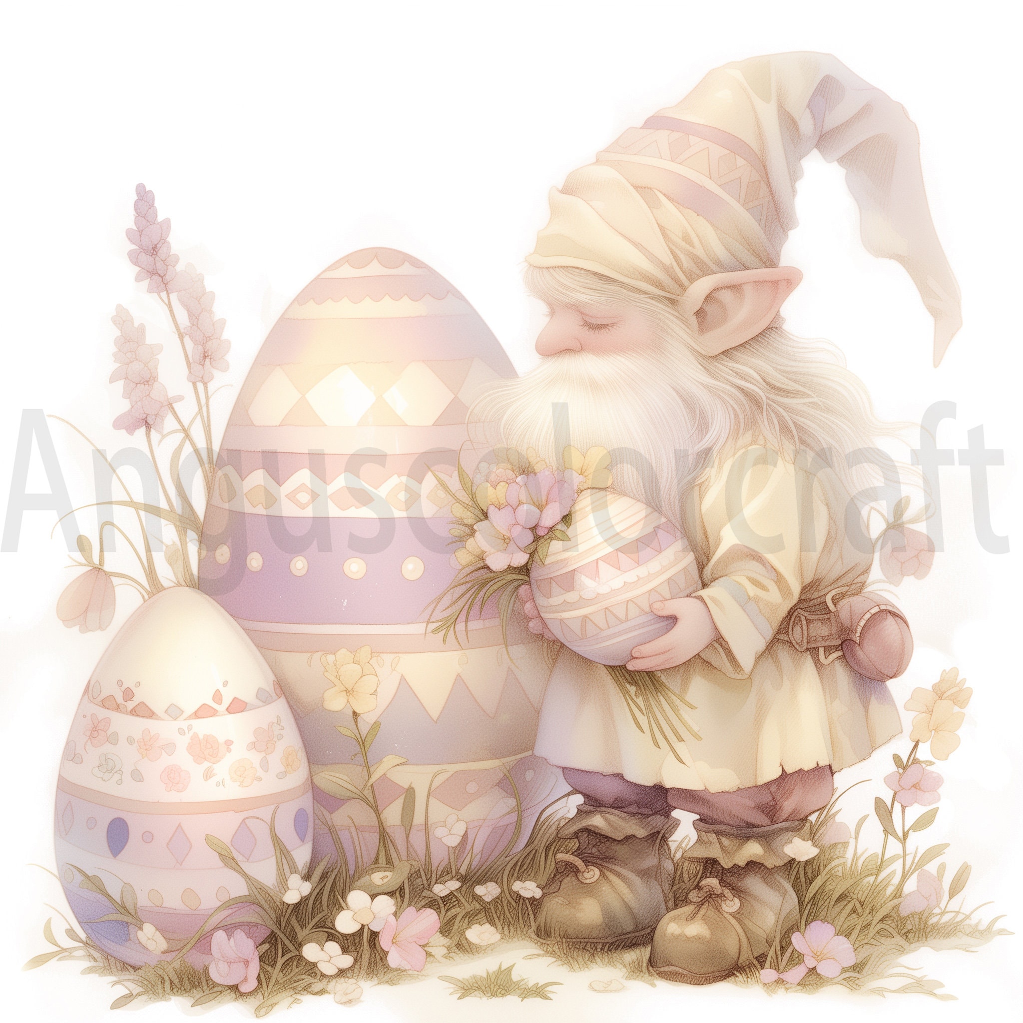 Watercolor Easter Gnome Clipart 20high Quality Jpgs, Scrapbook Paper ...
