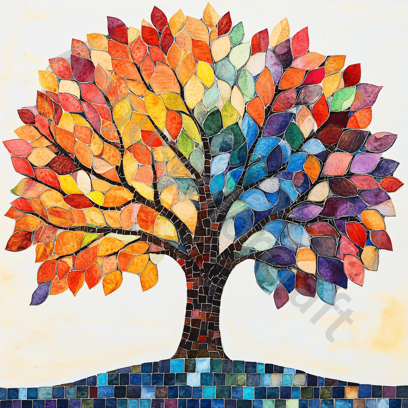 Whimsical Tree Clip Art Bundle 10 Watercolor Jpgs Clip Art, Mosaic ...