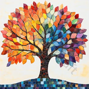 Whimsical Tree Clip Art Bundle 10 Watercolor Jpgs Clip Art, Mosaic ...