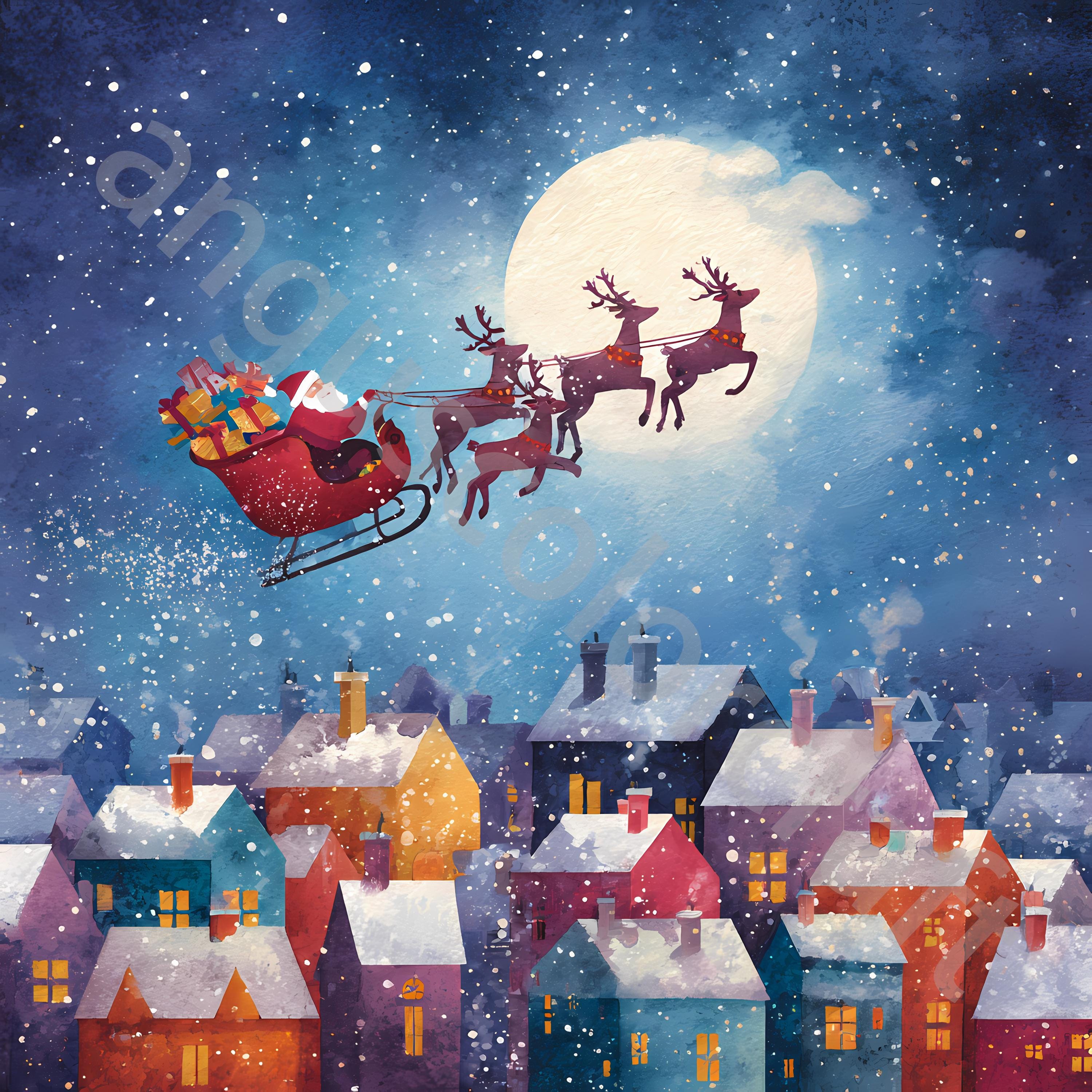 Santa and Reindeer Clip Art 10 High Res Watercolor Jpgs, Junk ...
