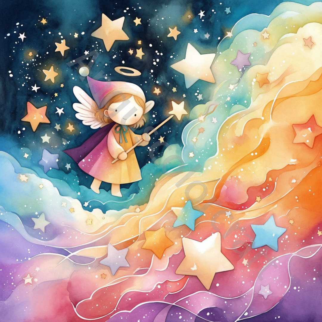 Whimsical Angel Clip Art 10 High Res Watercolor Clipart Jpgs, Junk ...