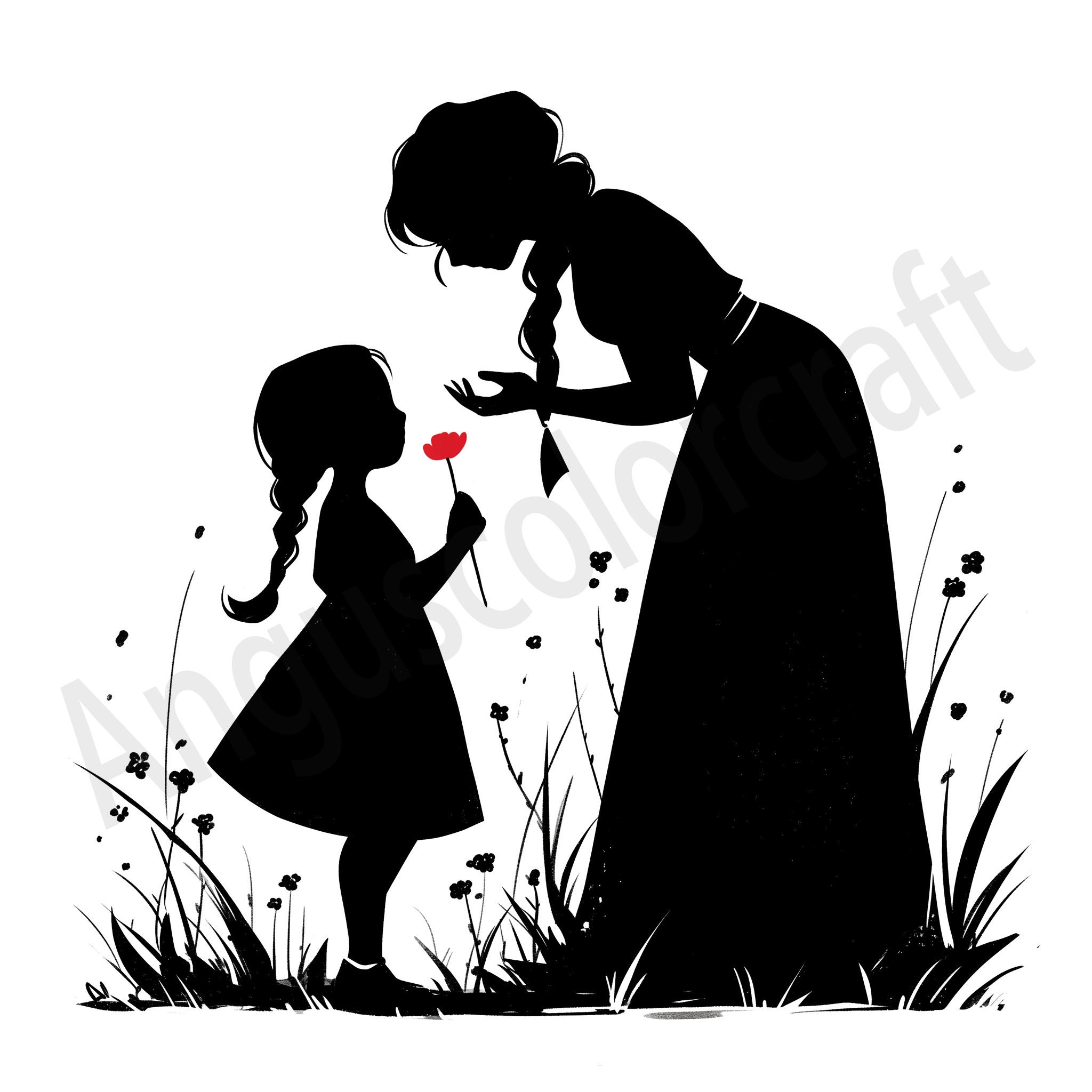 Mom and Kid Clipart, 15 High-quality Images, Black and White Clipart ...