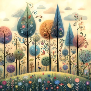 Whimsical Trees Clip Art Bundle 13 High Res Watercolor Jpgs for Junk ...