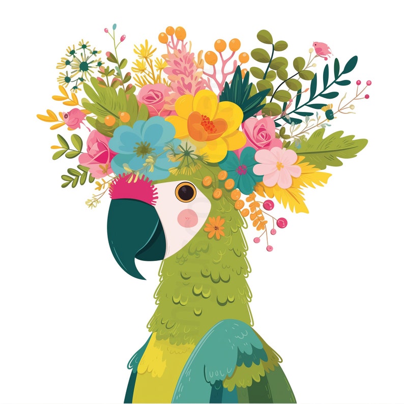 Cute Parrot Clip Art Bundle, 20 High Res Jpgs, Digital Download, Cute ...