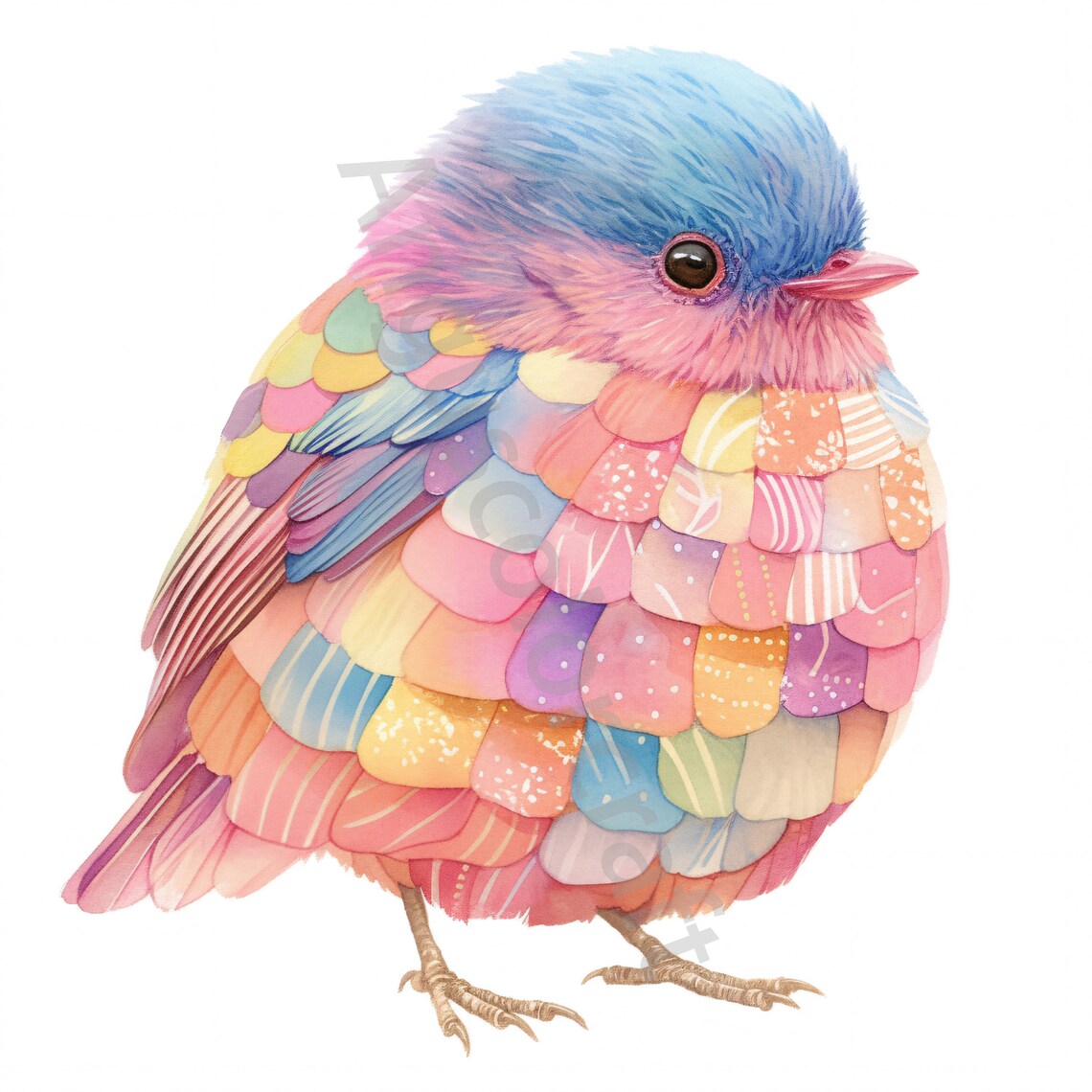 15 Cute Whimsical Bird Clipart, Colorful Bird Clipart, High Res Jpgs ...