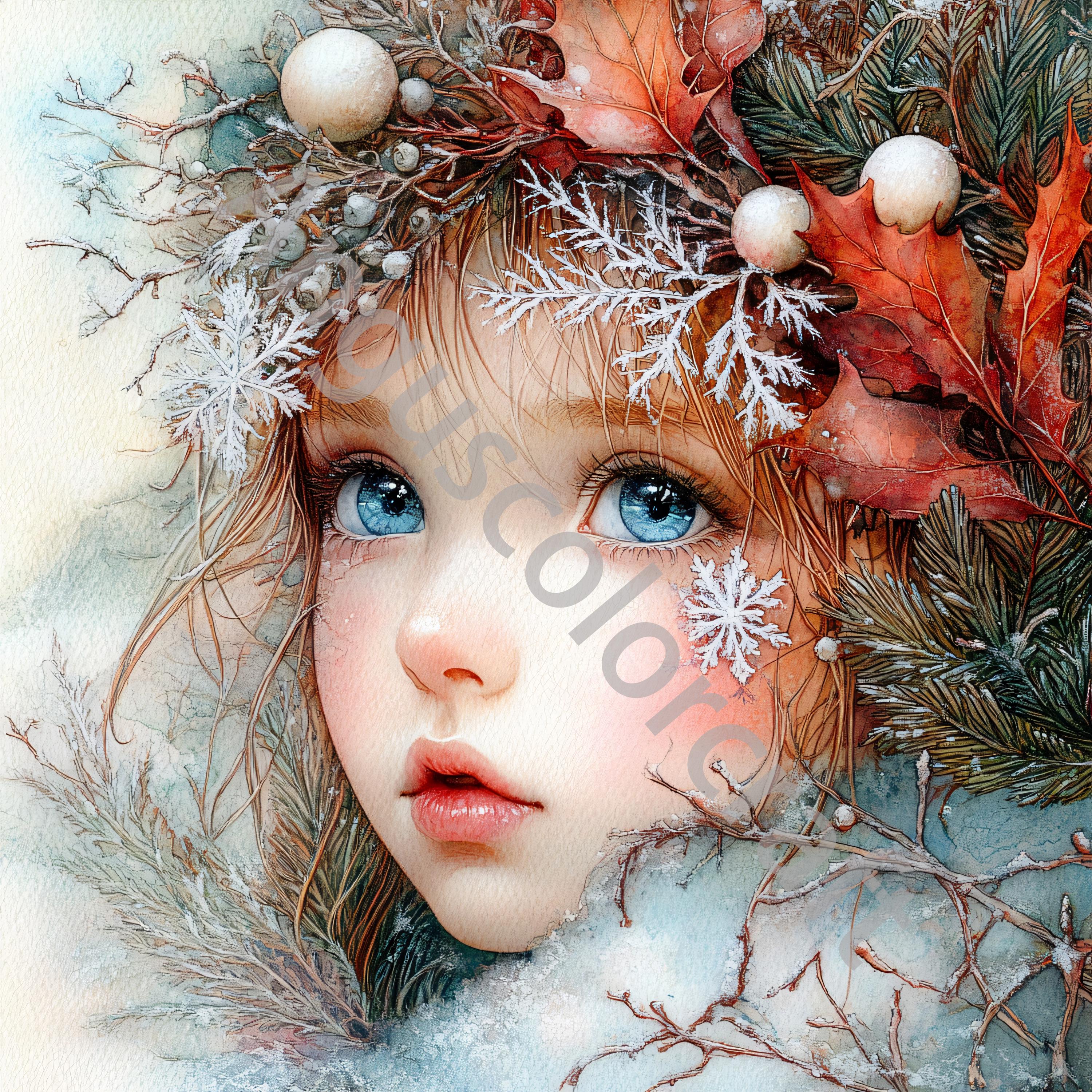 Winter Girl Watercolor Clipart: Whimsical Fairy Art (10 Jpgs ...