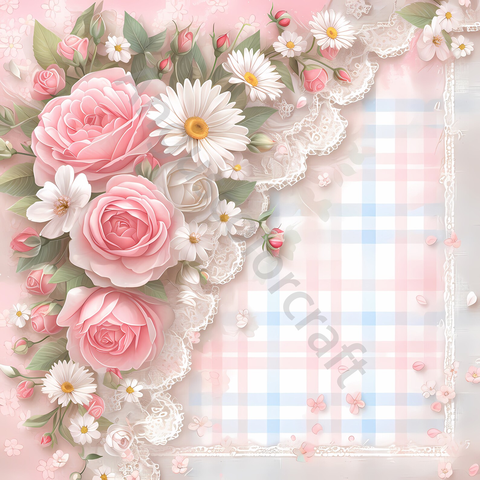 12 Pink Calico Paper Clip Art Bundle Watercolor Clipart JPG, Junk ...