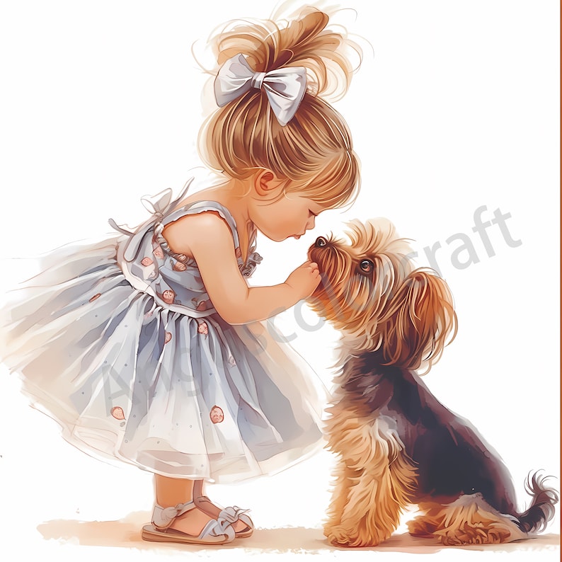 12 Best Friends Girl With Dog Clipart jpgs, Dog Lover, Cute Baby Girl ...