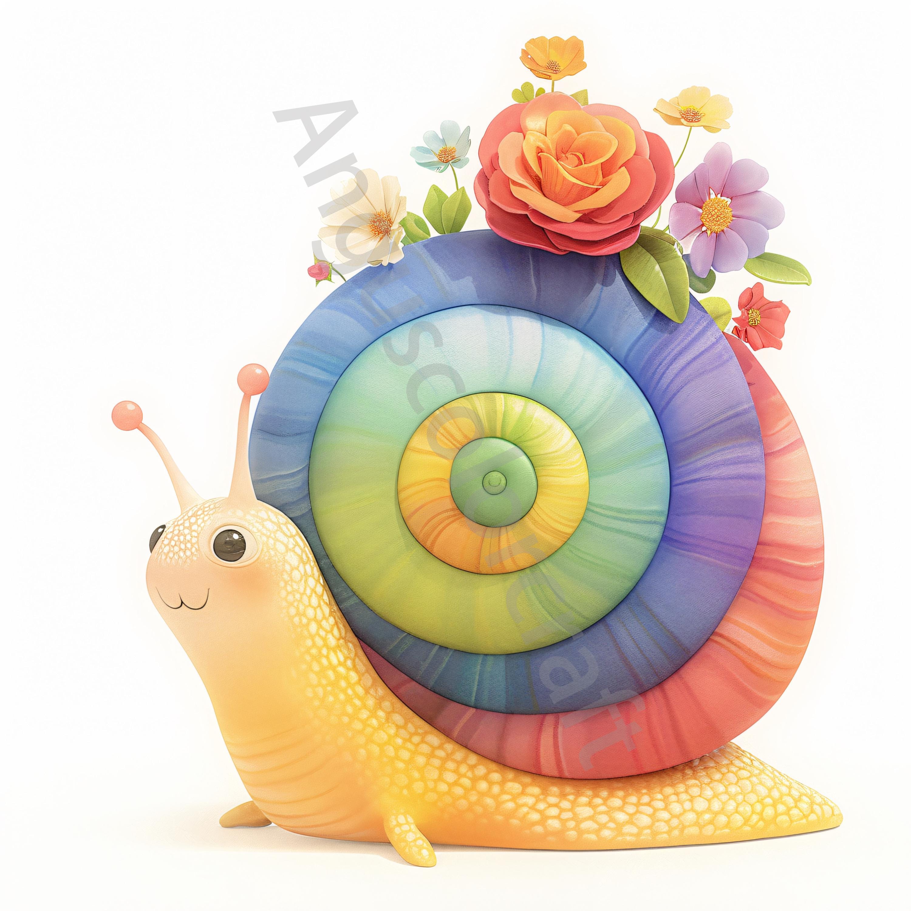 Snail Clipart, Garden Snails Images, 10 Watercolor Clip Art, Printable ...