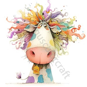 13 Quirky Cow Clipart, Commercial Use, Whimsical Ephemera, Watercolor ...