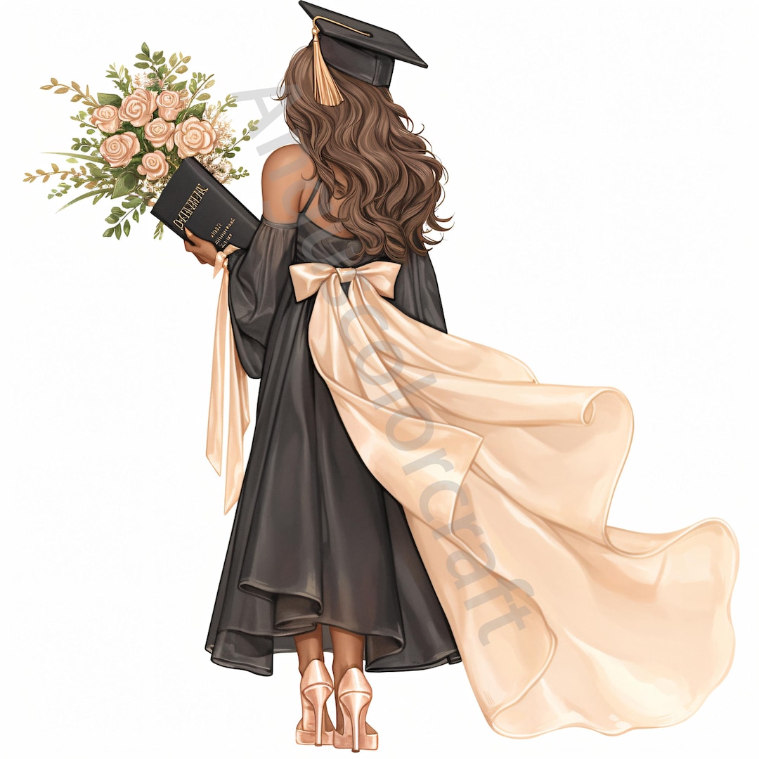 10 JPG Graduation Girls Clip Art, Watercolor Clipart, Junk Journal ...