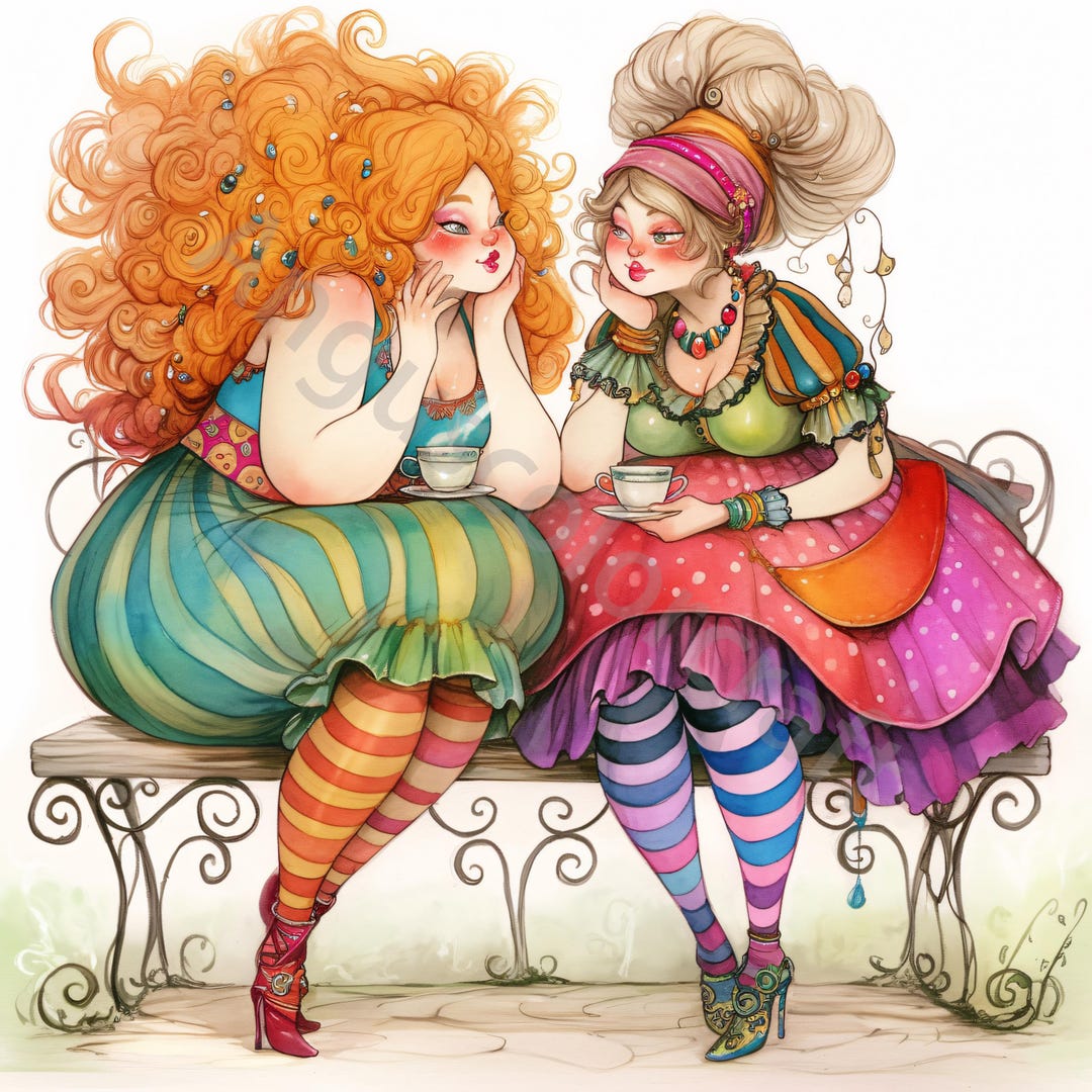 12 Quirky Curvy Ladies Clipart, Commercial Use, Whimsical Ephemera ...