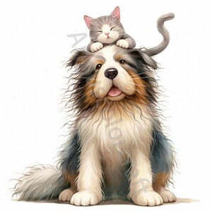Quirky Dog and Cat Clip Art 10 High Res Watercolor Jpgs, Junk ...