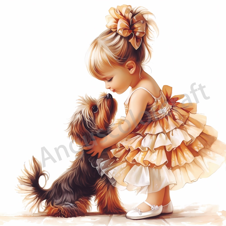 12 Best Friends Girl With Dog Clipart jpgs, Dog Lover, Cute Baby Girl ...