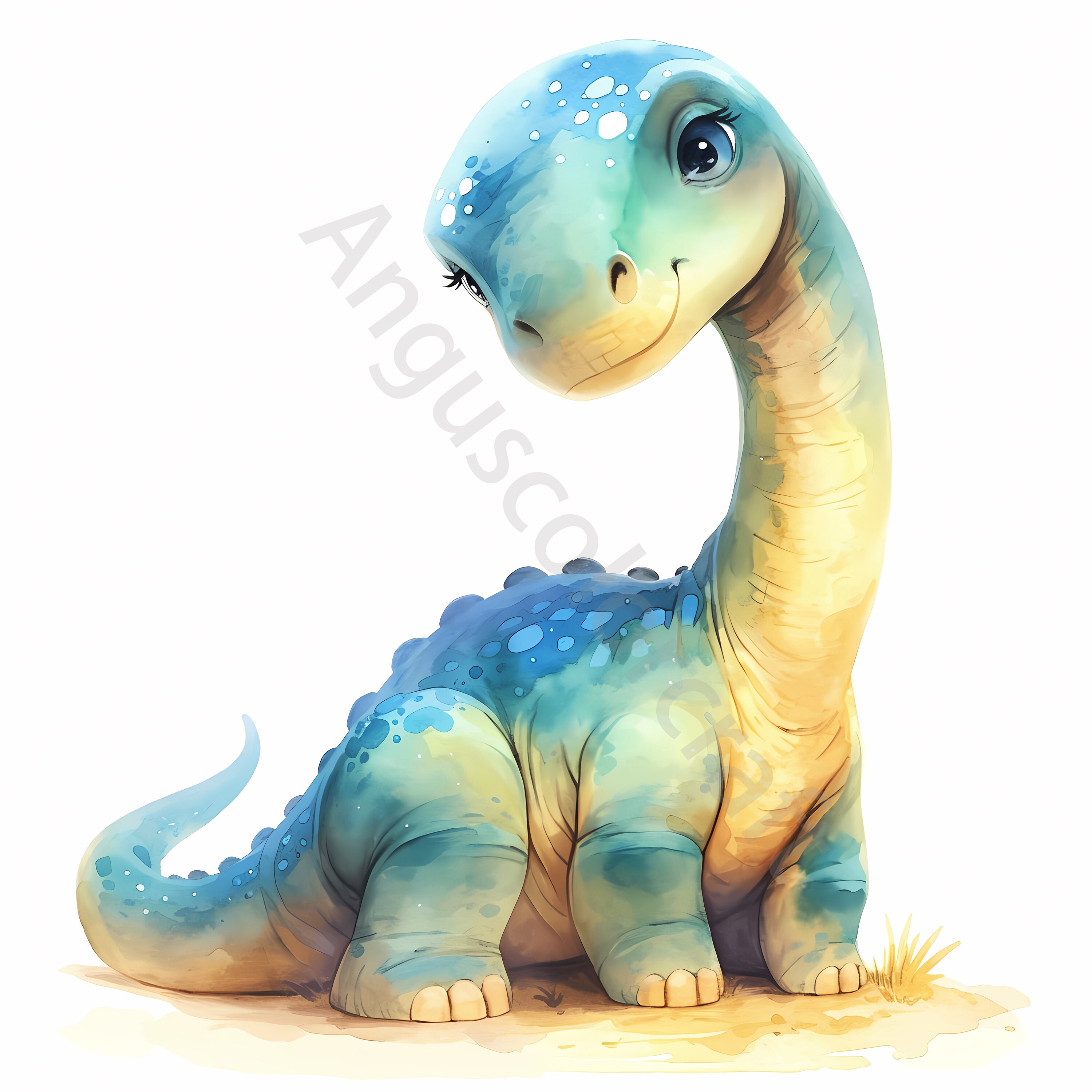 Baby Dinosaur Watercolor Clipart, Charming Baby Dinosaur Clipart Bundle ...