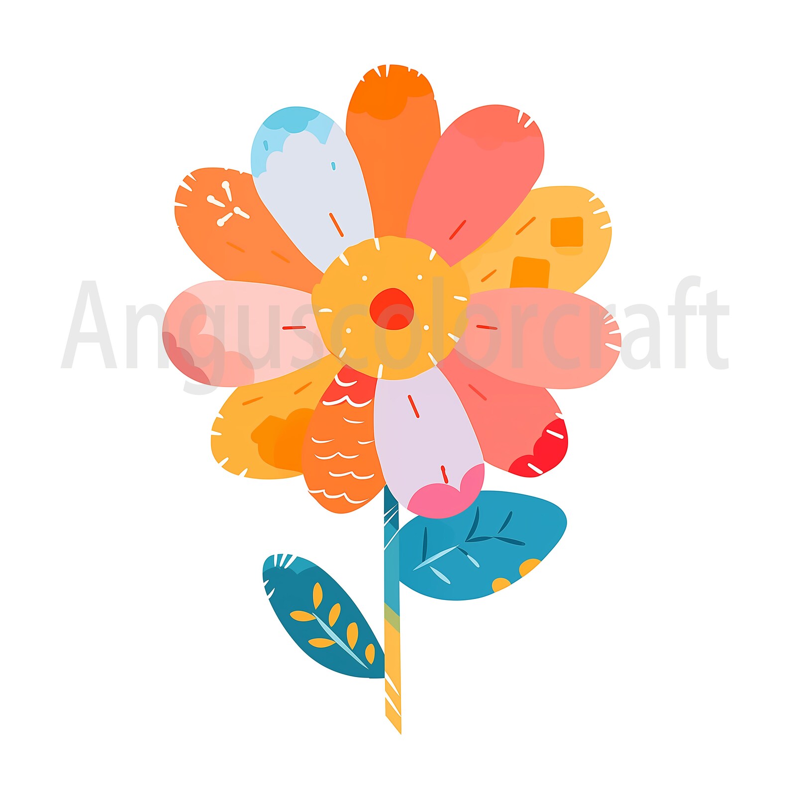 Quirky Flower Clipart-21 High Quality Jpgs Digital Paper Craft, Clipart ...