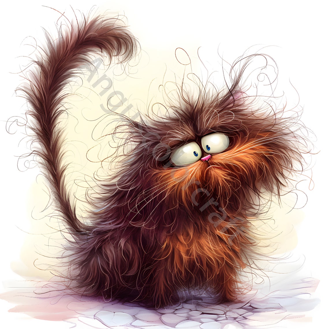 Frazzled Cat Clip Art 15 High Res Watercolor Jpgs for Junk Journaling ...