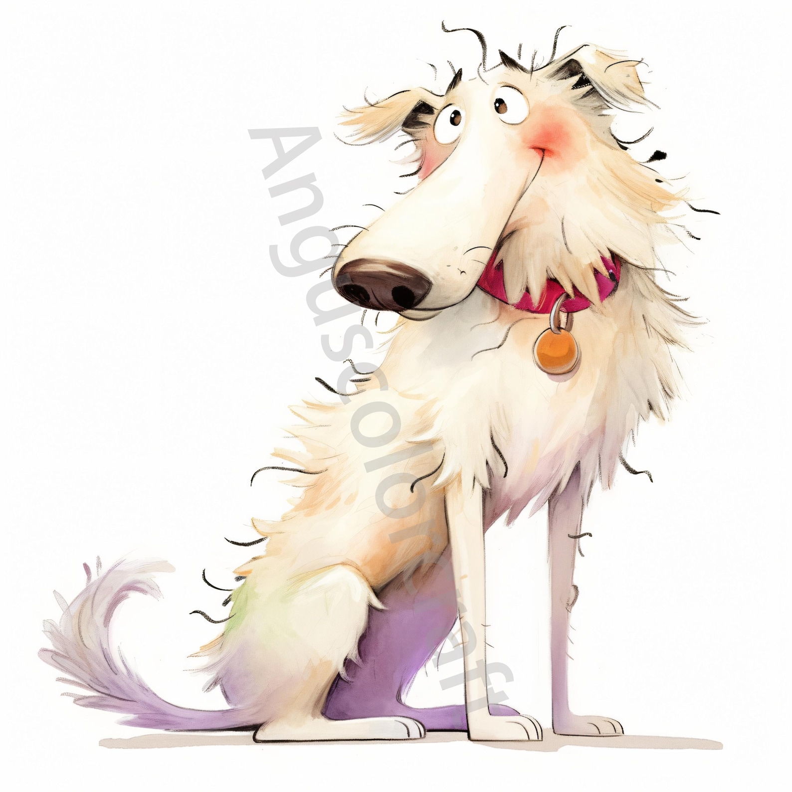10 JPG Quirky Messy Hair Dog Clip Art, Watercolor Puppy, Junk ...