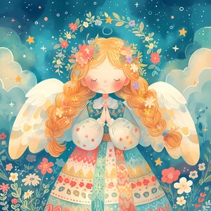 Whimsical Angel Clip Art 10 High Res Watercolor JPG for Junk Journaling ...