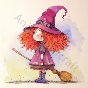 13 Jpgs Quirky Little Witch Clipart, Commercial Use, Whimsical Ephemera ...