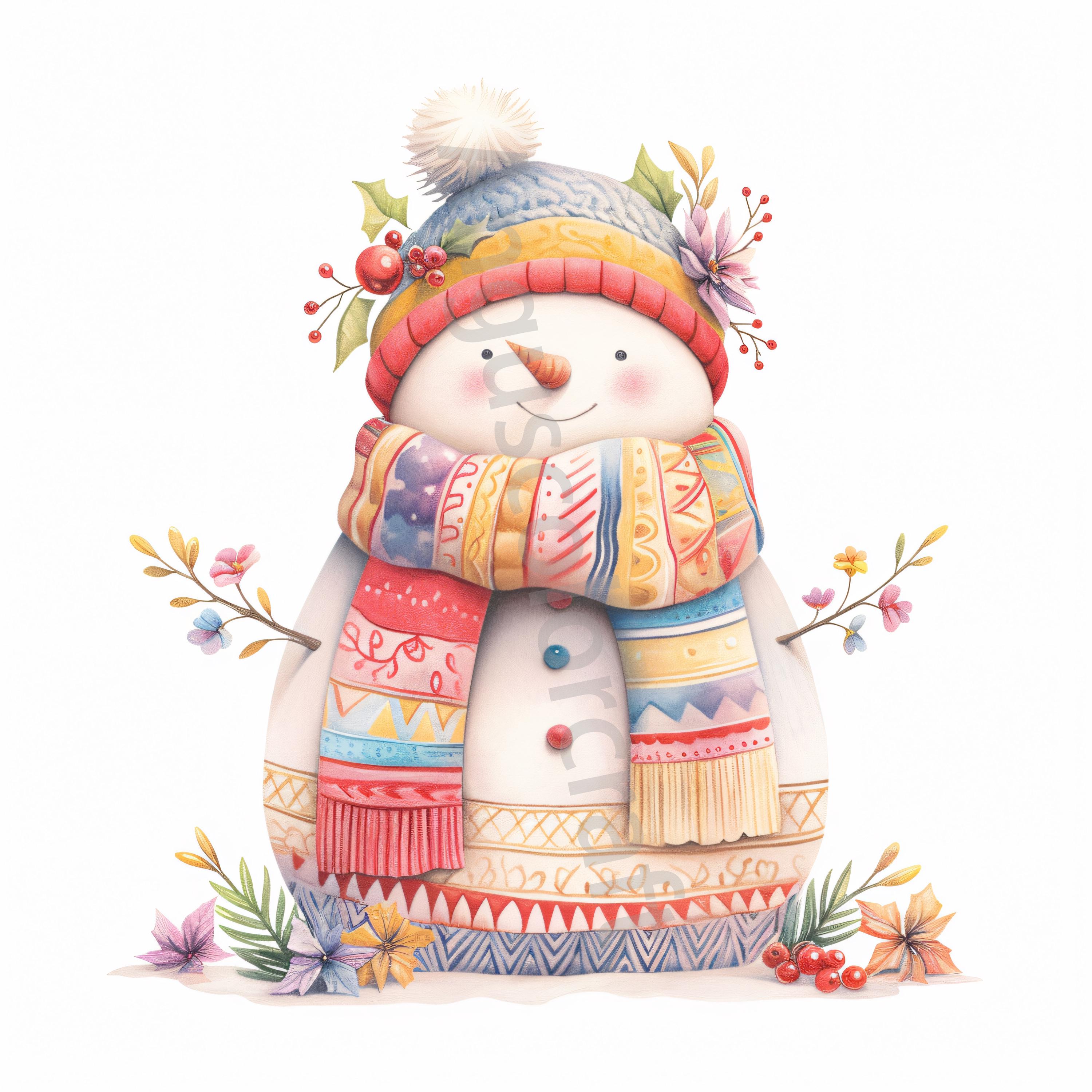 Christmas Snowman Clipart Bundle, 10 Snowman JPG Collection, Snowman ...