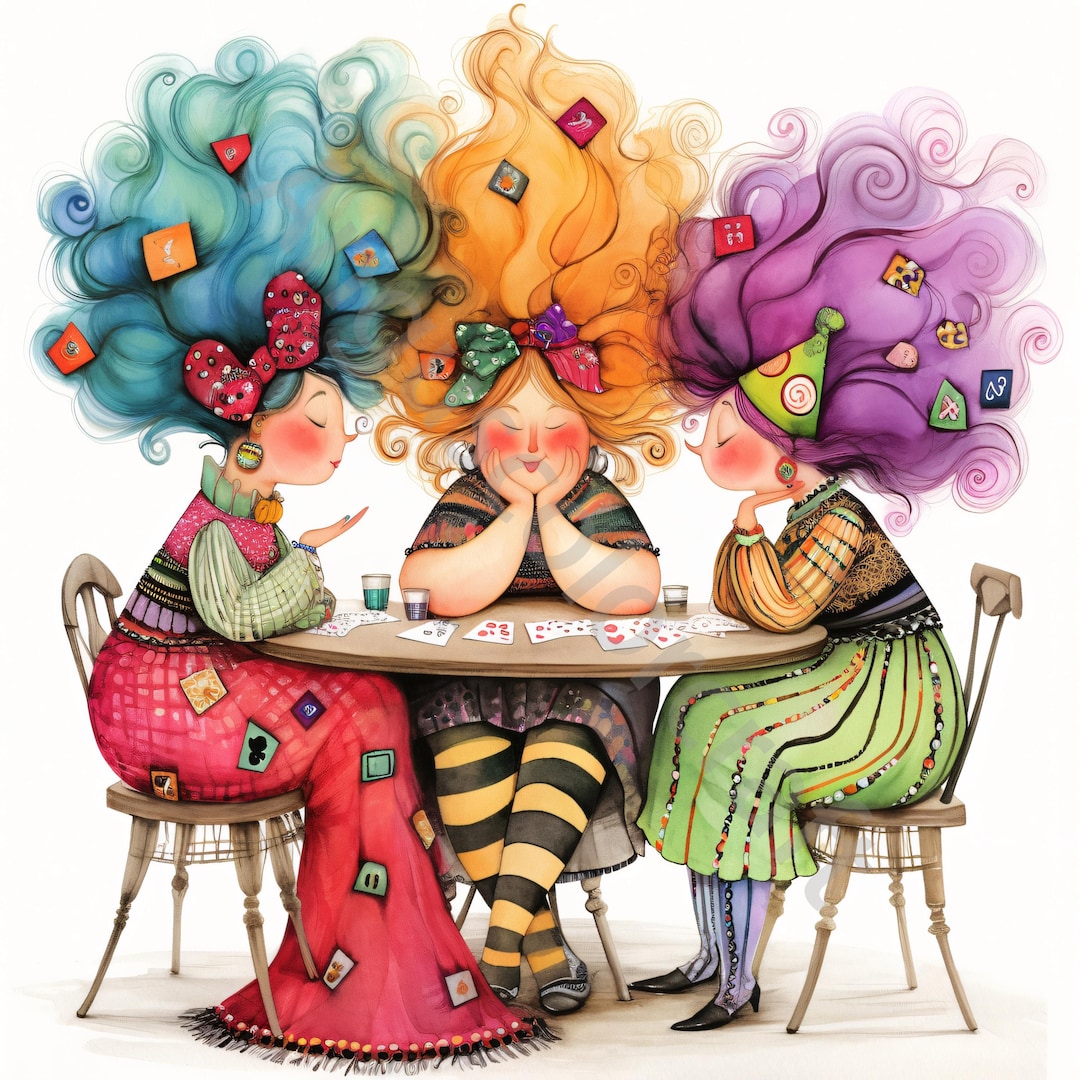 10 Quirky Best Friend Playing Card Clip Art, Watercolor JPG, Junk ...