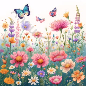 Butterfly Garden Clip Art Bundle 10 High Res Watercolor Clipart Jpgs ...