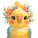 Cute Parrot With Flower Clip Art Bundle 16 High Res Watercolor Clipart ...