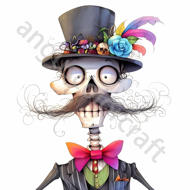 Whimsical Skeleton Watercolor Clipart: Junk Journaling, Scrapbook (10 ...