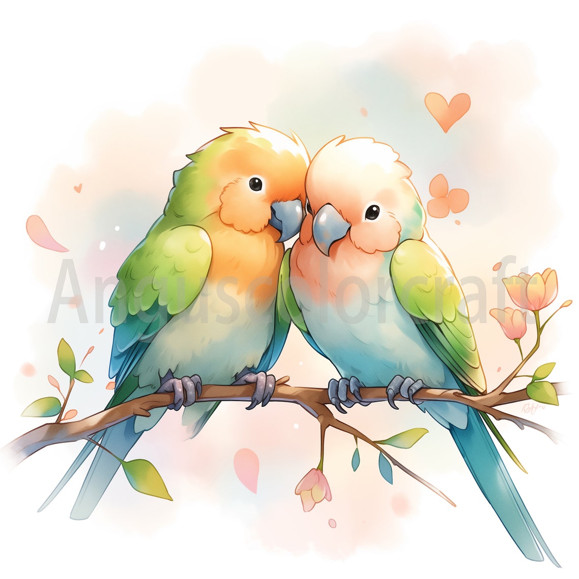 Two Love Birds Clipart, Parrot, Valentine's Day-18 High Quality Jpgs ...