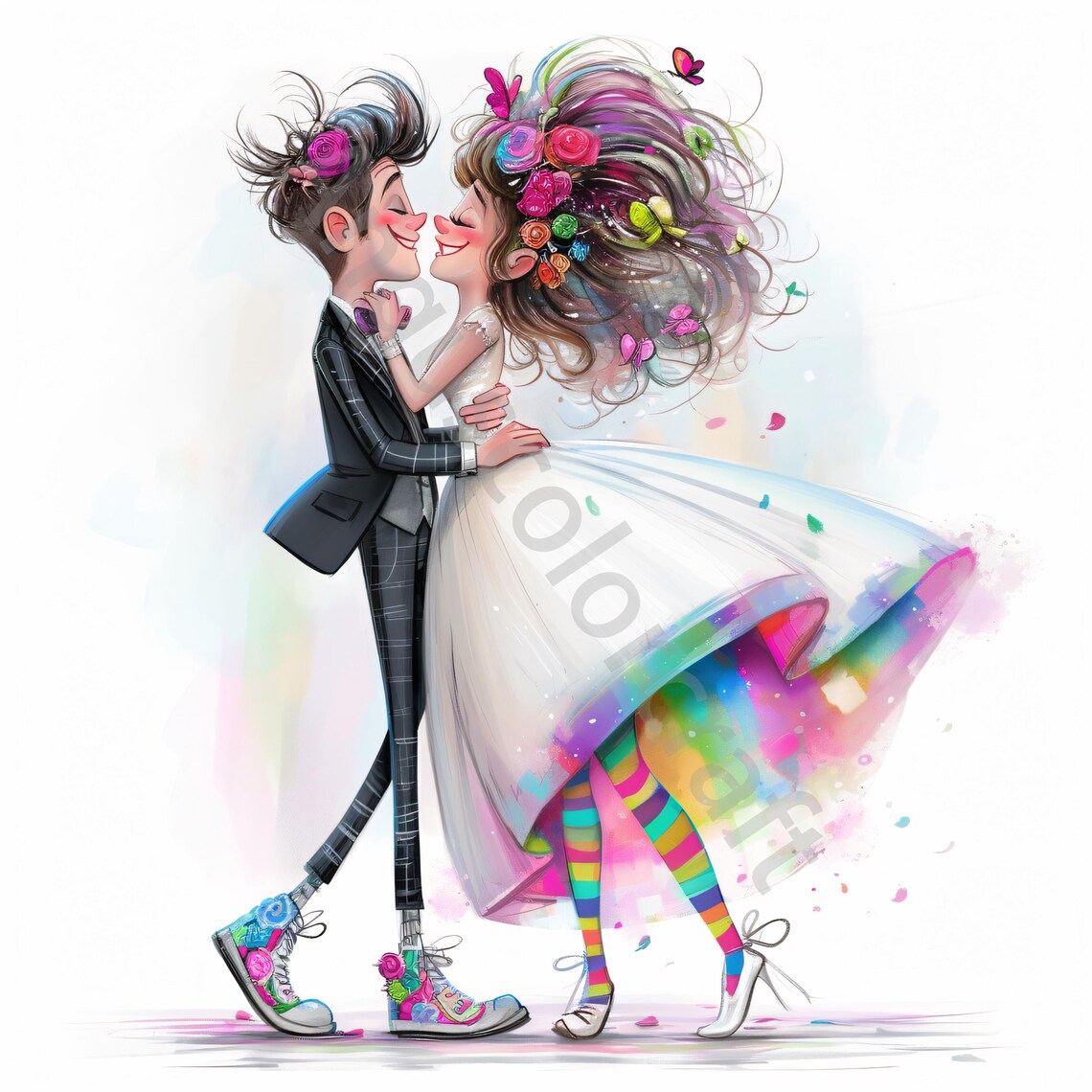 Quirky Wedding Clip Art 12 Watercolor Jpgs Junk Journaling ...