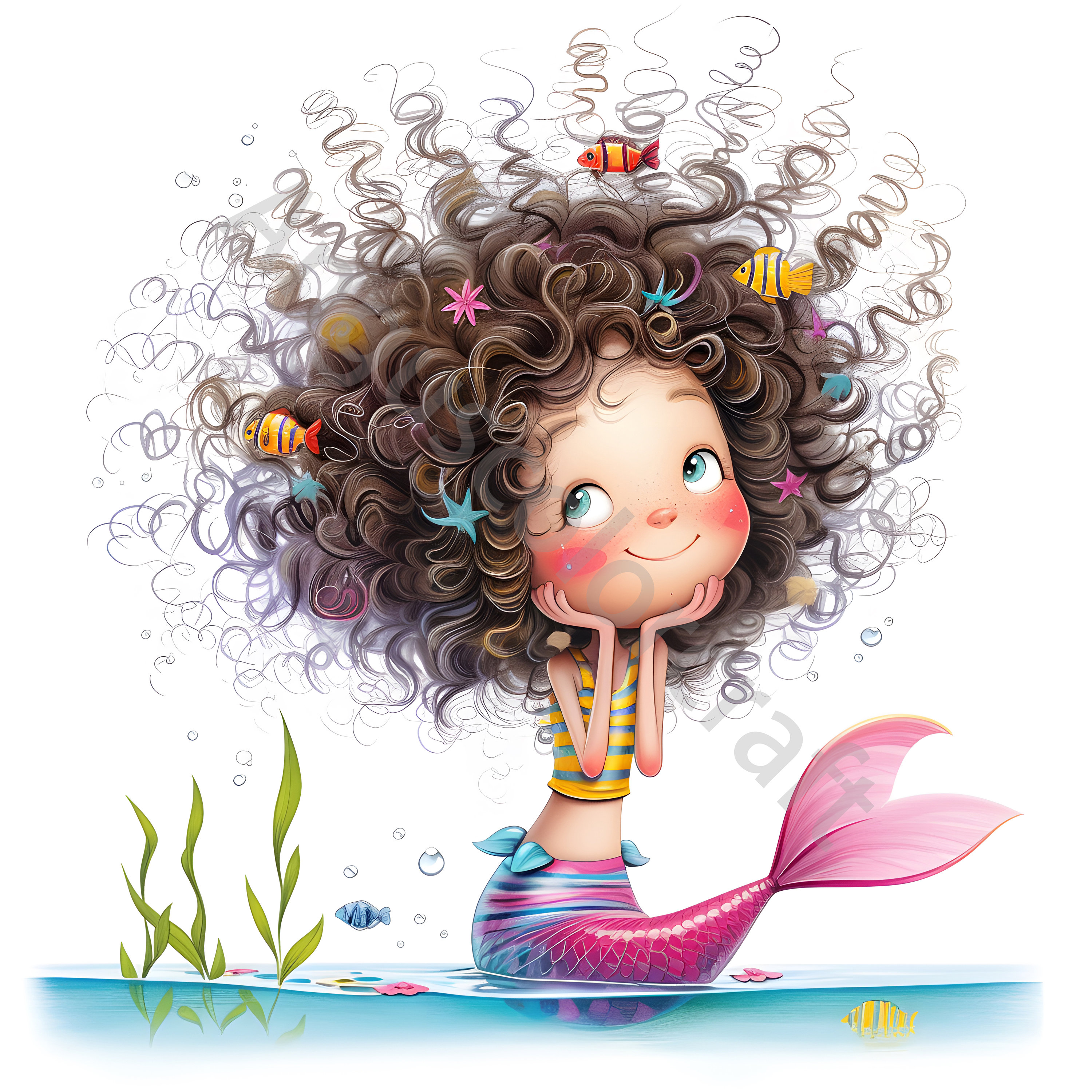 13 Quirky Mermaid Clipart, Commercial Use, Whimsical Ephemera ...
