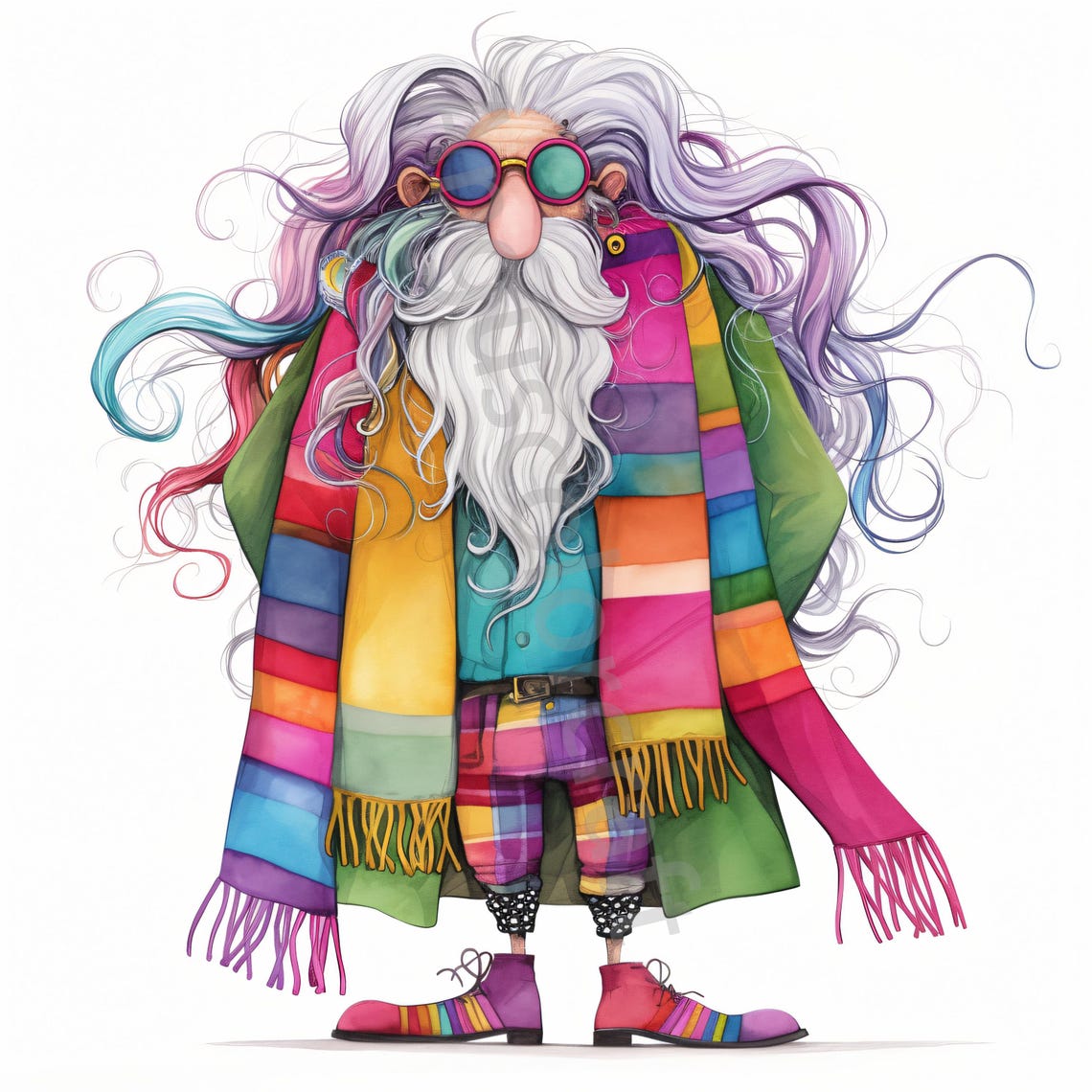 10 JPG Quirky Grandpa Clip Art, Watercolor Clip Art, Junk Journaling ...