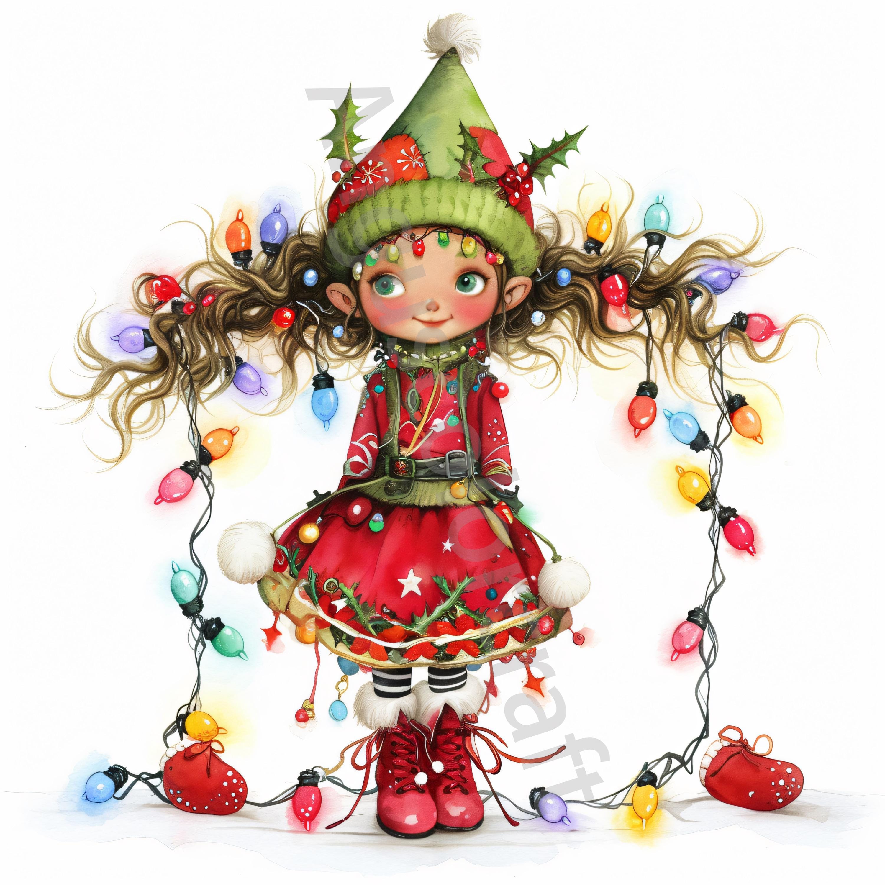 Christmas Girl Clip Art 12 High Res Watercolor Jpgs, Junk Journaling ...